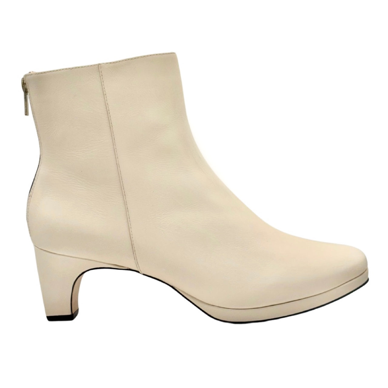 drLIZA bootie - CREAM leather heeled ankle booties with orthotic – dr LIZA